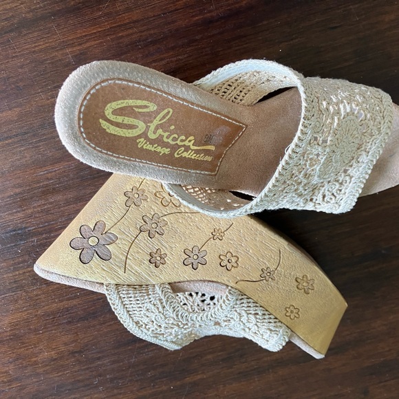 Sbicca | Shoes | Sbicca Vintage Collection Crocheted Wedge Sandal ...